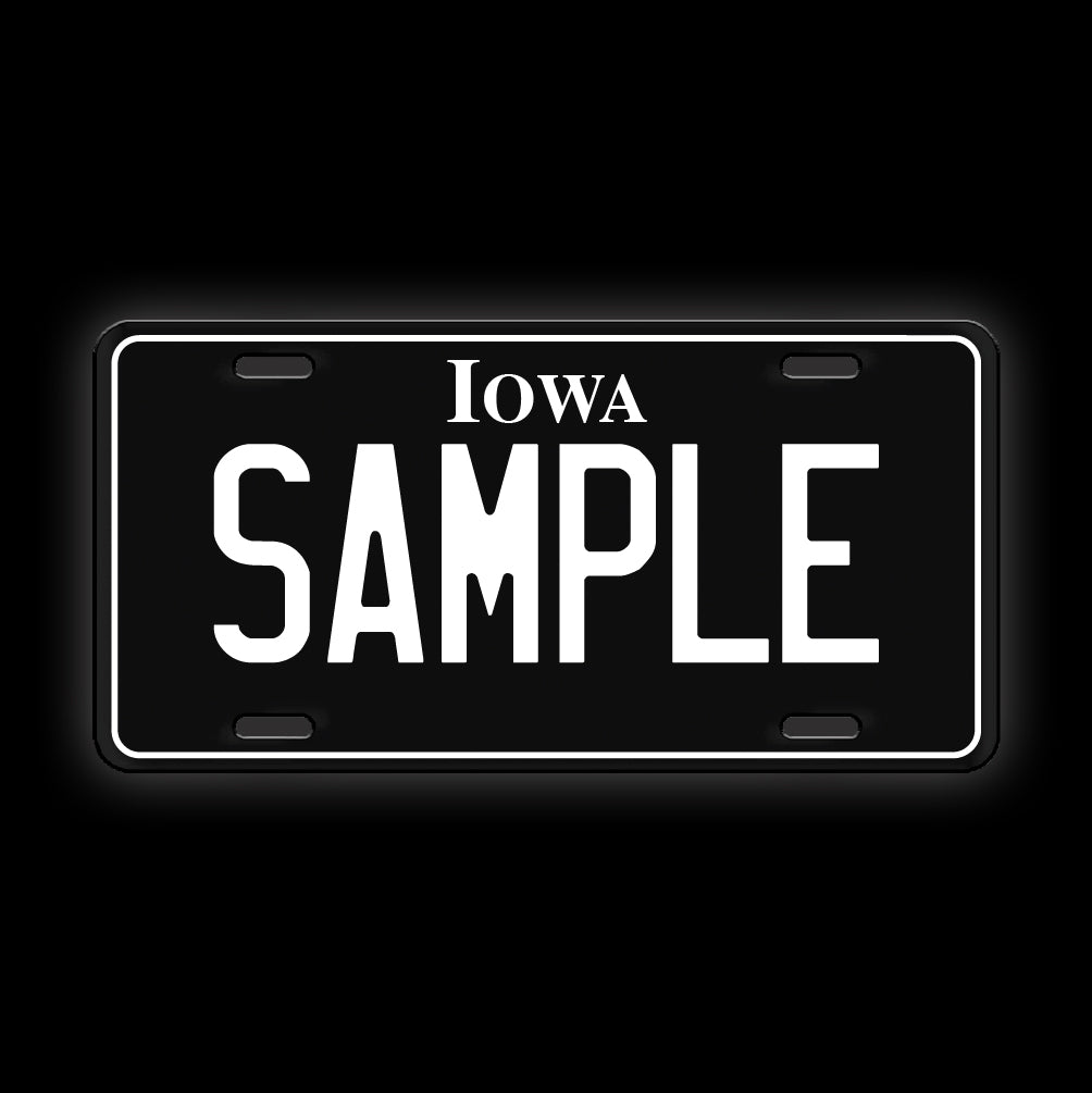 Black Custom Iowa License Plate – Limitless Speed Co.